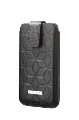 BOSS - 'Brussels Universal' | Embossed Leather Cell Phone Case - Black