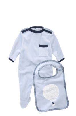 BOSS - 'J98086' | Infant Cotton Blend Onesie and Bib Set