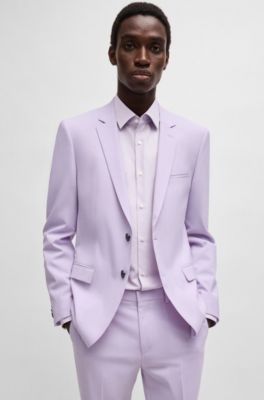 HUGO - 이지 아이언 코튼 포플린 슬림 핏 셔츠 - 라이트 퍼플