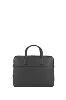Hugo Boss Single Document Case In Grained Italian Leather In Black ...