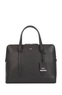 Hugo Boss Tote-style Briefcase In Grainy Italian Leather In Black ...