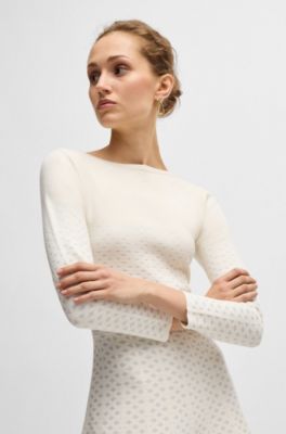 BOSS - Long-sleeved dress with metallised degradé pattern