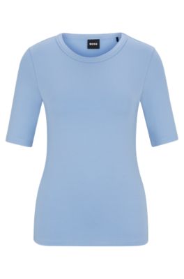 BOSS - Slim-fit T-shirt in a stretch-modal blend - Light Blue
