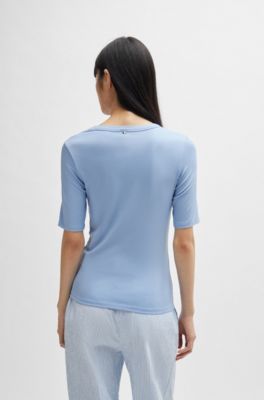 BOSS - 스트레치 모달 블렌드 슬림 핏 티셔츠 - 라이트 블루