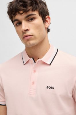 BOSS - Paddy polo shirt in cotton piqué with logo undercollar - light pink
