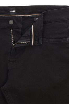 BOSS - Slim-fit jeans in black super-soft Italian denim - Black
