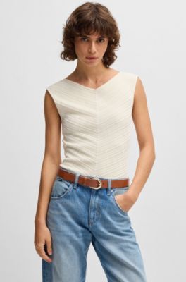 BOSS - Italian-leather belt with rounded buckle - Brown