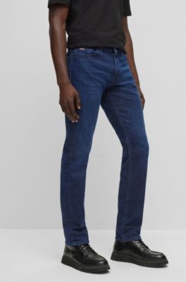 BOSS - Slim-fit jeans in blue super-stretch denim - Dark Blue
