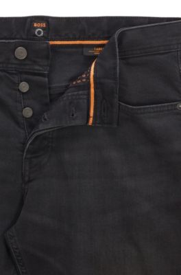 BOSS - Jean Tapered en denim très stretch noir délavé - Noir