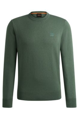 BOSS - Crew-neck sweater in cotton and cashmere with logo