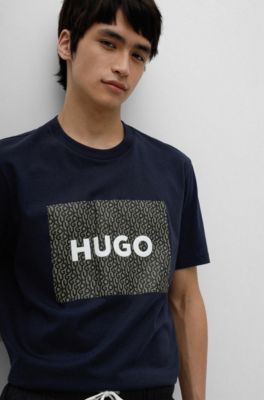 HUGO Crew-neck T-shirt In Cotton Jersey With Box Logo | atelier-yuwa ...