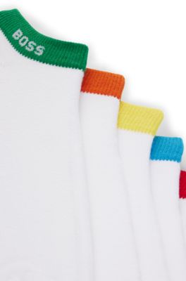 BOSS - Five-pack of unisex ankle socks with branded cuffs