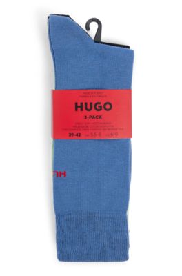 HUGO - Triple-pack of regular-length socks in a cotton blend - Black ...