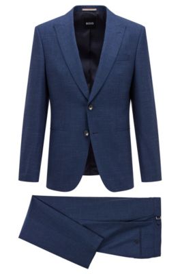 BOSS - Traje slim fit estampado de lana virgen y lino