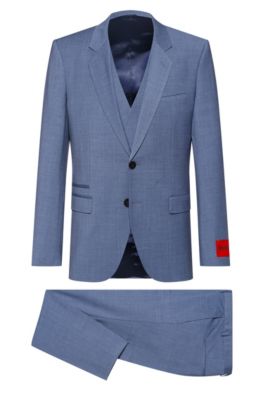 HUGO - Three-piece extra-slim-fit suit in stretch fabric