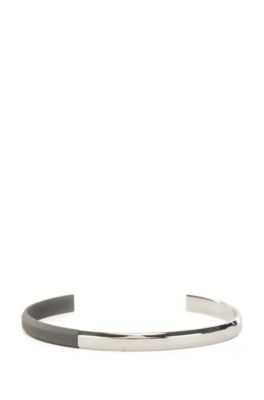 BOSS - Metal logo cuff in matte and polished finishes