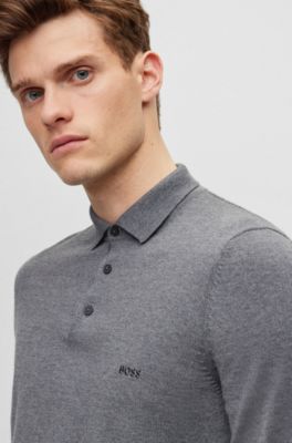 BOSS - Virgin-wool polo sweater with embroidered logo