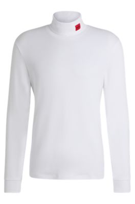 HUGO - T-shirt Slim Fit à manches longues avec étiquette logo rouge