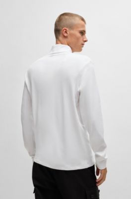 HUGO - T-shirt Slim Fit à manches longues avec étiquette logo rouge