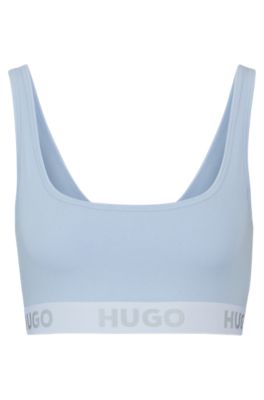 HUGO - Stretch-cotton bralette with contrast logo band