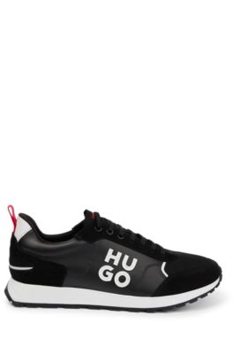 Hugo Running-inspired Trainers In Mixed Materials With Stacked Logo ...