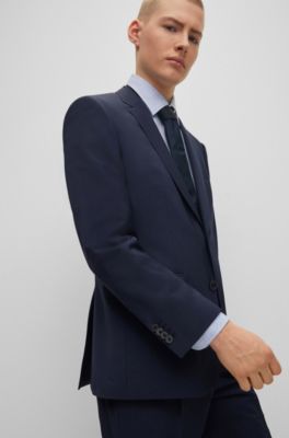 BOSS - Traje regular fit en mezcla de lana virgen con elástico - Azul ...
