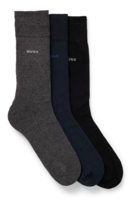 BOSS - Three-pack of regular-length socks - gift set - Black / Grey / Blue