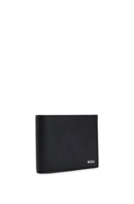 BOSS - Structured trifold wallet with signature trims - Black