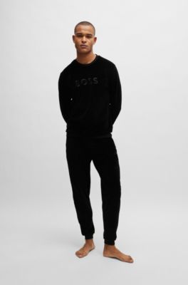 BOSS - Cotton-blend velour sweatshirt with embroidered logo