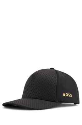 Hugo Boss Monogram-pattern Cap With Gold-tone Logo In Black | ModeSens