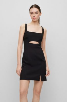 HUGO - Slim-Fit Kleid mit Cut-out-Detail und Logo am Träger