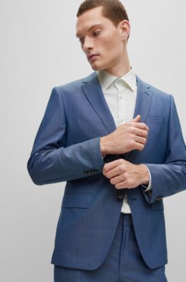 BOSS - Traje slim fit en lana, seda y multielastano