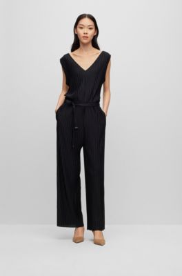 BOSS - Mono sin mangas con escote en pico y plisado