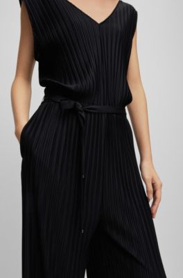 BOSS - Mono sin mangas con escote en pico y plisado