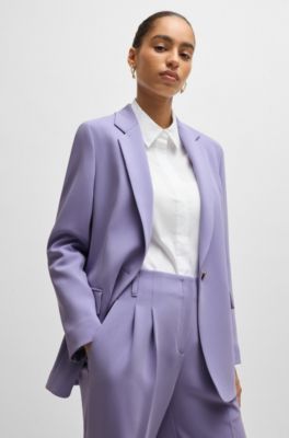 BOSS - Regular-fit jacket in crease-resistant crepe - Light Purple