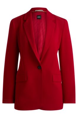 BOSS - Regular-fit jacket in crease-resistant crepe - Red