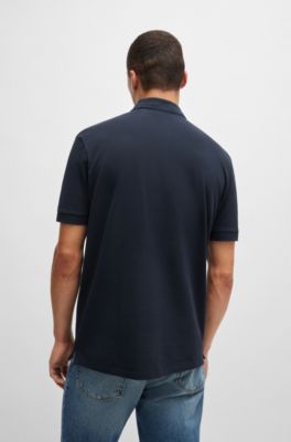 HUGO - Cotton-piqué slim-fit polo shirt with logo label