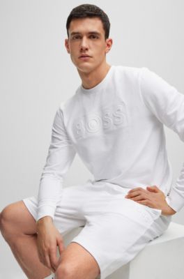BOSS - Embossed-logo loungewear sweatshirt in cotton terry
