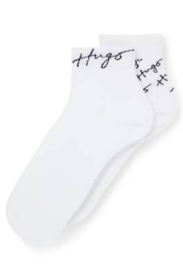Hugo Two-pack Of Socks With Handwritten Logos In White | ModeSens