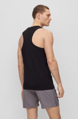 BOSS - Tank top in cotton jersey with outline logo - Black