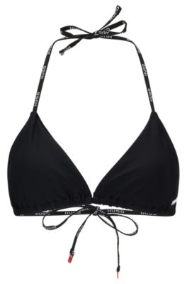 HUGO - Branded-strap triangle bikini top with logo detail - Black