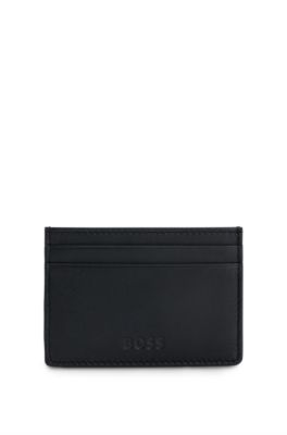 BOSS - Matte-leather card holder with embossed logo