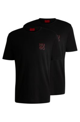 HUGO - Two-pack of T-shirts in cotton with stacked logos - Black