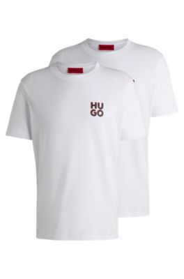 HUGO - Two-pack of T-shirts in cotton with stacked logos - White