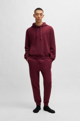 HUGO - Cotton-terry tracksuit with contrast branding - Dark Red