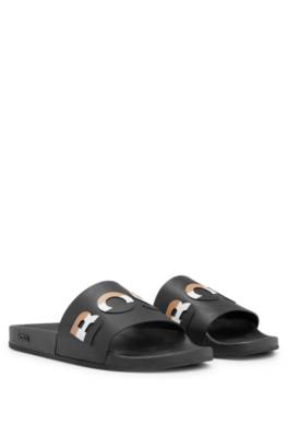 Hugo Boss Pvc Slides With Signature-stripe Logo And Contoured Footbed ...