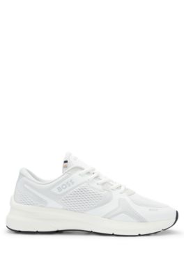 BOSS - Mixed-material trainers with mesh and branding