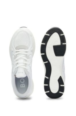 BOSS - Mixed-material trainers with mesh and branding