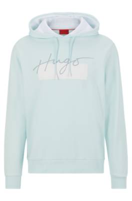 Hugo Boss French-terry Hoodie With Handwritten Logo In White | ModeSens