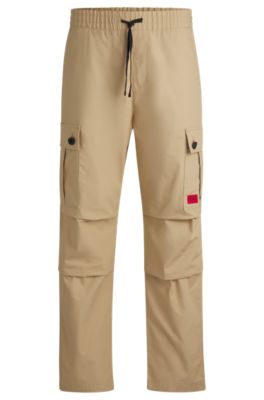 HUGO - Regular-fit cargo trousers in ripstop cotton - Beige